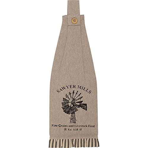VHC Brands Sawyer Mill Charcoal Kitchen Hand Towel Set Vintage Windmill Cotton Muslin Tea Towels