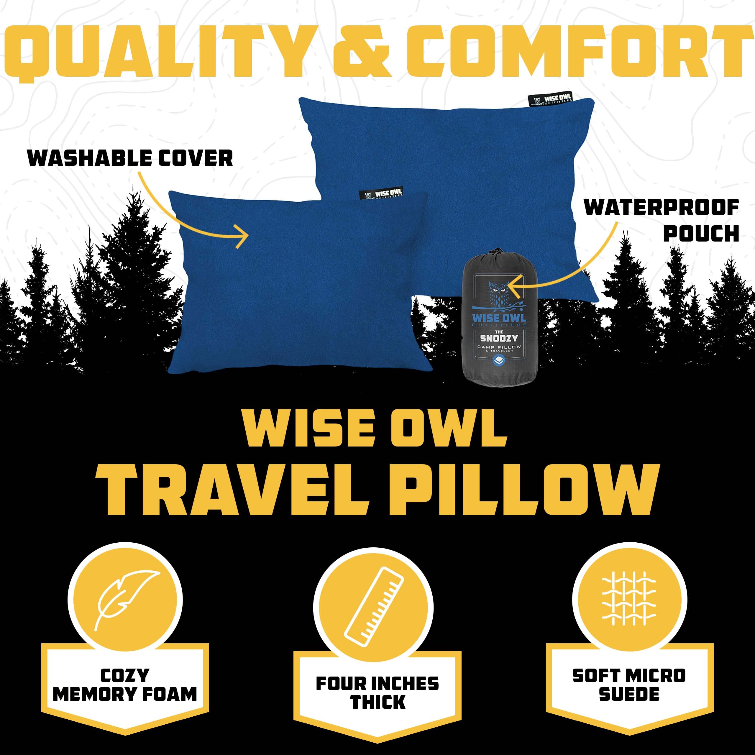 Wise Owl Outfitters Camping Hammock with Camping Pillow & Blanket - Waterproof Camping Accessories & Backpacking Gear, Camping Gear Must Haves - Black