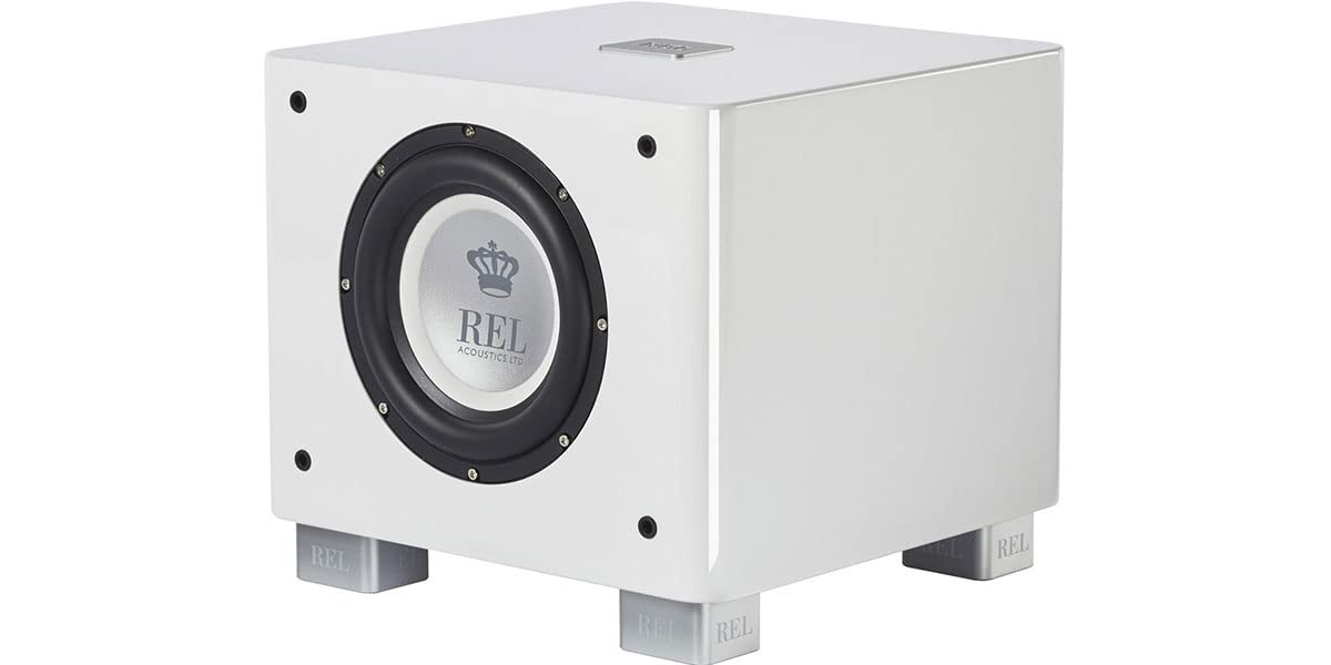 REL Acoustics T/7x Subwoofer, 8 inch Front-Firing Driver, Arrow™ wireless port, High Gloss White