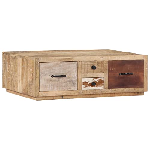 QJBSAVVA Coffee Table 35.4"x23.6"x11.8" Solid Mango Wood,Entrance Table Tray Tables Center Table Low Table Suitable for Meeting Rooms, Reception Rooms, Offices