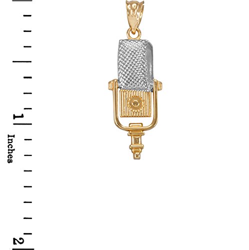 Recording Microphone Music Studio Pendant 14k Two-Tone Gold
