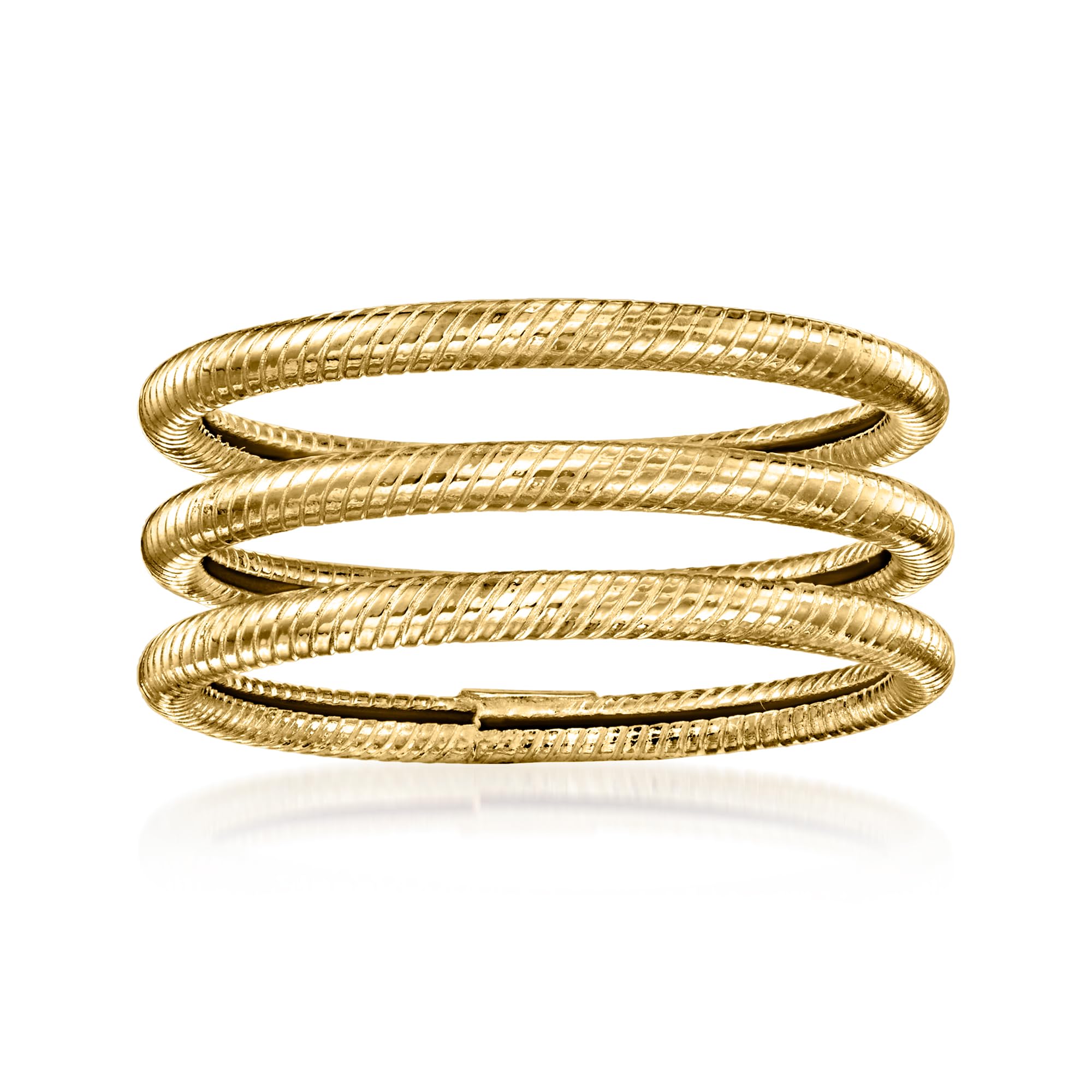 Ross-Simons 18kt Yellow Gold Jewelry Set: 3 Roped Rings. Size 7