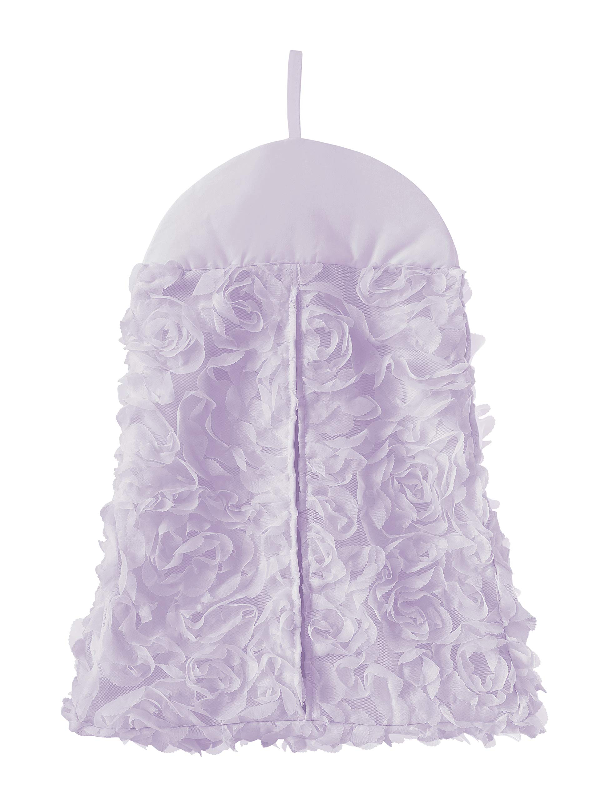 Sweet Jojo Designs Purple Floral Rose Baby Girl Nursery Crib Bedding Set - 4 Pieces - Solid Light Lavender Flower Luxurious Elegant Princess Vintage Boho Shabby Chic Luxury Glam High End Ruffle Roses