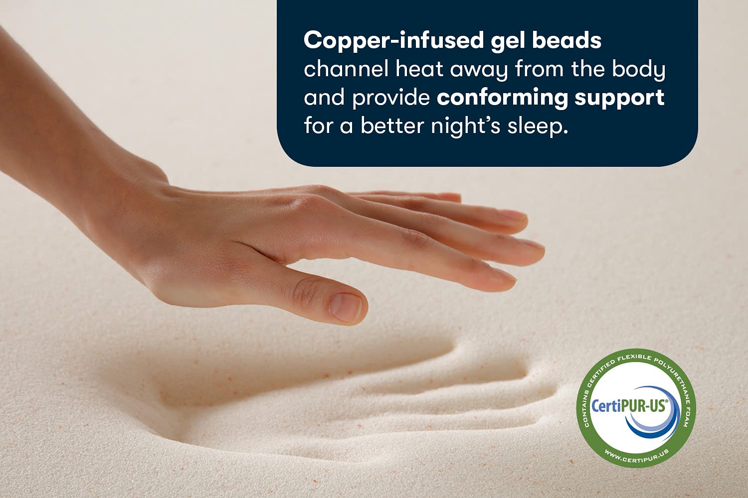 Serta CopperGel Cooling, Pressure-Relieving Memory Foam Mattress Topper, 2 Inch, King