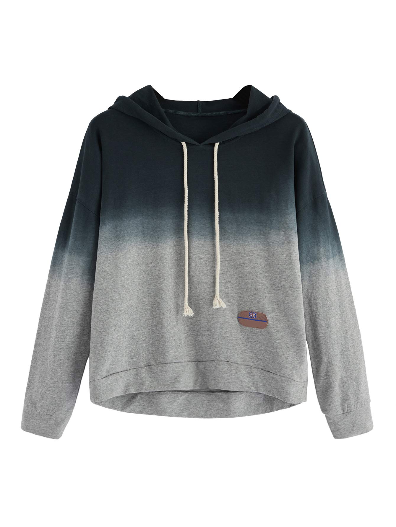 SweatyRocks Women's Long Sleeve Hoodie Sweatshirt Colorblock Tie Dye Print Tops Pink White Large