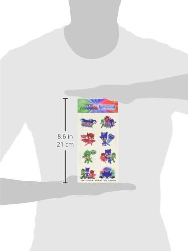 Vibrant Multicolor PJ Masks Tattoo Favors - 2" x 1.75" (Pack of 8) - Kid-Friendly Temporary Tattoos - Perfect for Party Bags & Fun Events