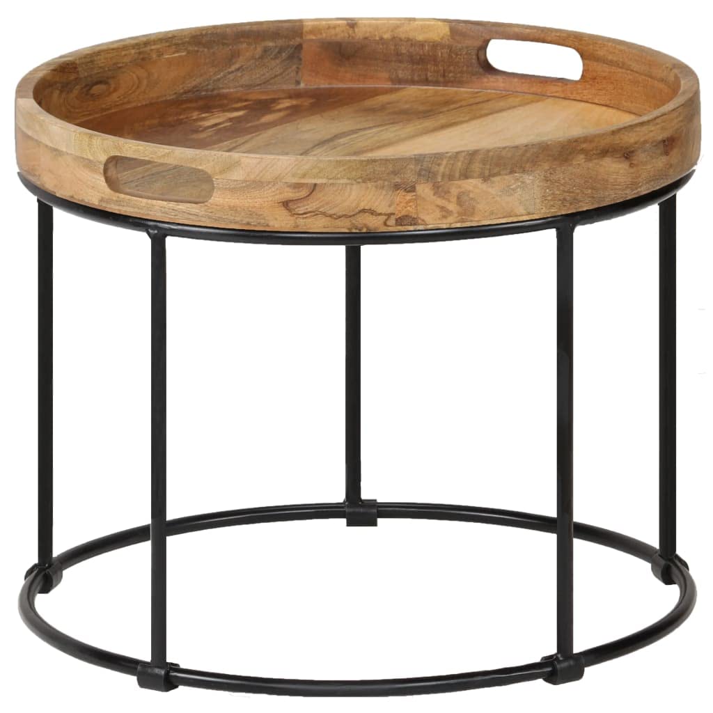 QJBSAVVA Coffee Table Solid Mange Wood and Steel 19.7"x15.7",Entrance Table Tray Tables Center Table Low Table Suitable for Meeting Rooms, Reception Rooms, Offices