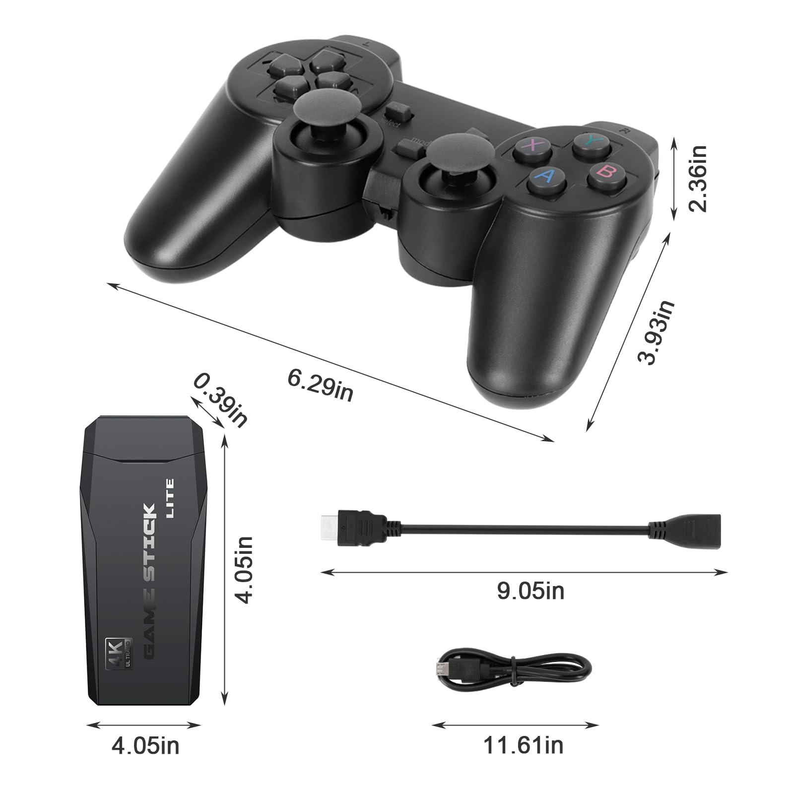 Qonmpcvu Wireless Retro Game Console,Retro Gaming Console,Retro Game Stick,Retro Video Game Console Within 20000+ byte arcade Games, 4K HDMI Output, and 2.4GHz Video Game Controller for TV Plug(64G)
