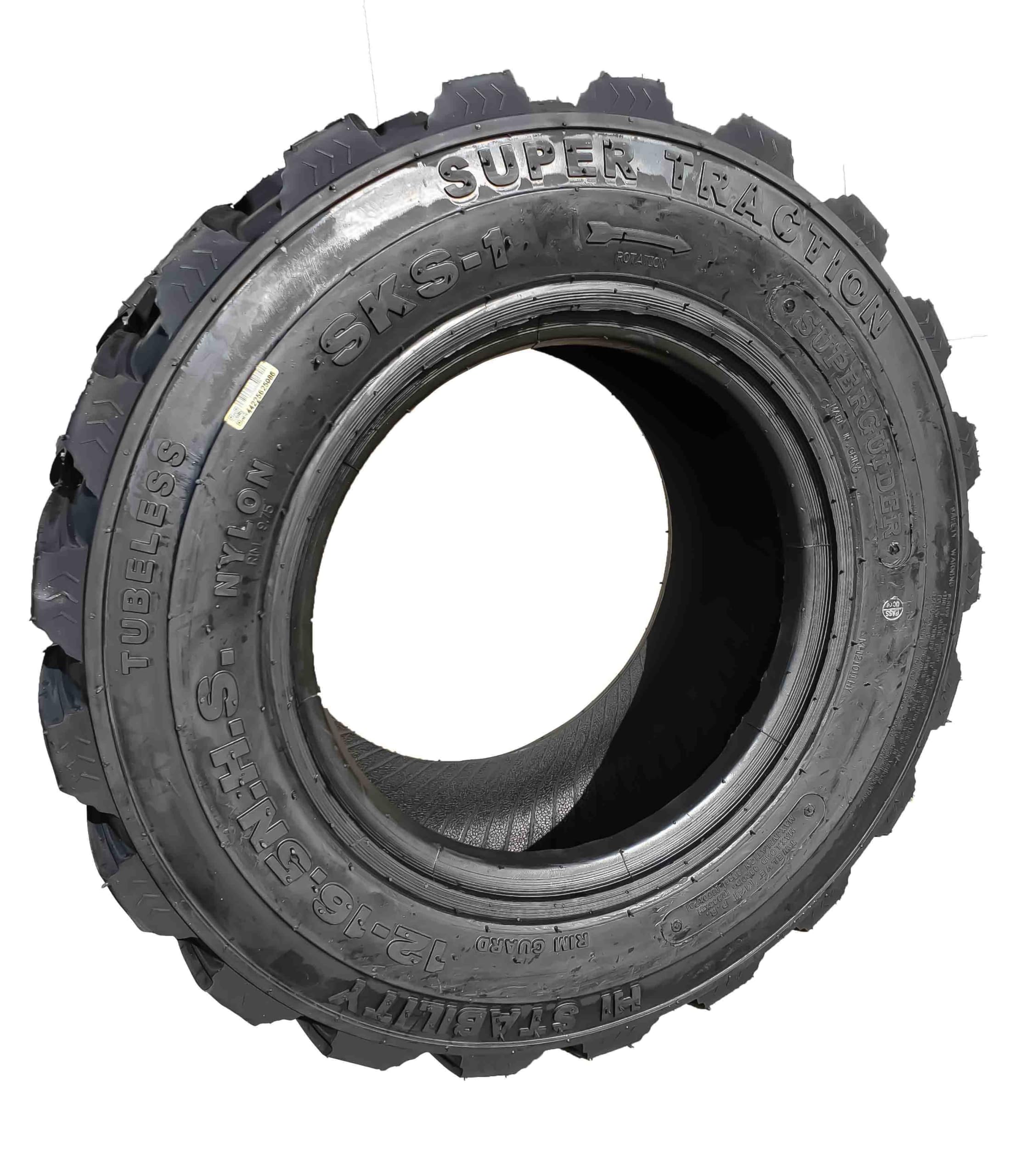 Set 2 New Heavy Duty 12-16.5 12x16.5 12 Ply Industrial Skid Steer Tire w/Rim Guard