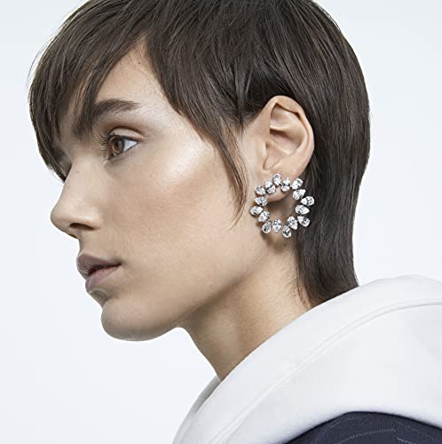 SWAROVSKI Matrix earrings, Circle, Clear, Rhodium Finish
