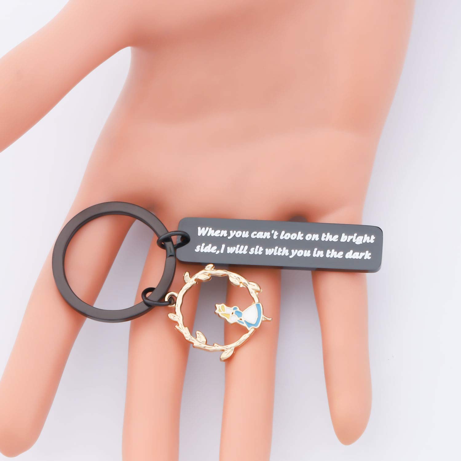 SEIRAA Fairy Tale Gift When you Can't Look on the Bright Side I Will Sit With You in The Dark (black Alic keychain)