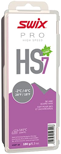 Swix HS07-18 - HIGH Speed Wax - HS7 Violet - 18 to 28 Degrees Fahrenheit - 180g Bar - Fluoro Free - Ski or Snowboard - FIS Approved