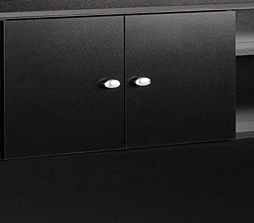 Prepac Kallisto Full/Queen Headboard with 5 Compartments and Doors, Bookcase Headboard for Full/Queen Size Beds 7.25" D x 68.25" W x 47" H, Black, BHFX-0302-1