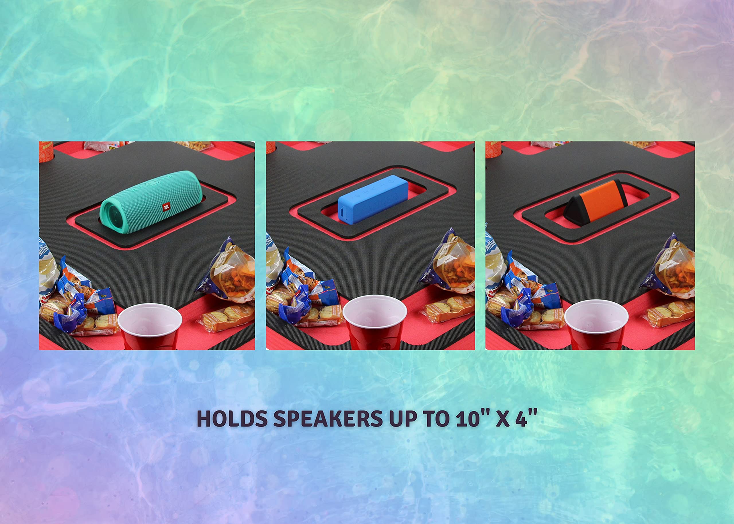 Polar Whale Floating Waterproof Red Black Speaker Table Party Tray Drink Holders for Swimming Pool or Beach Float Durable Foam UV Resistant Compatible with JBL Bluetooth Charge FLIP and More 36 Inch