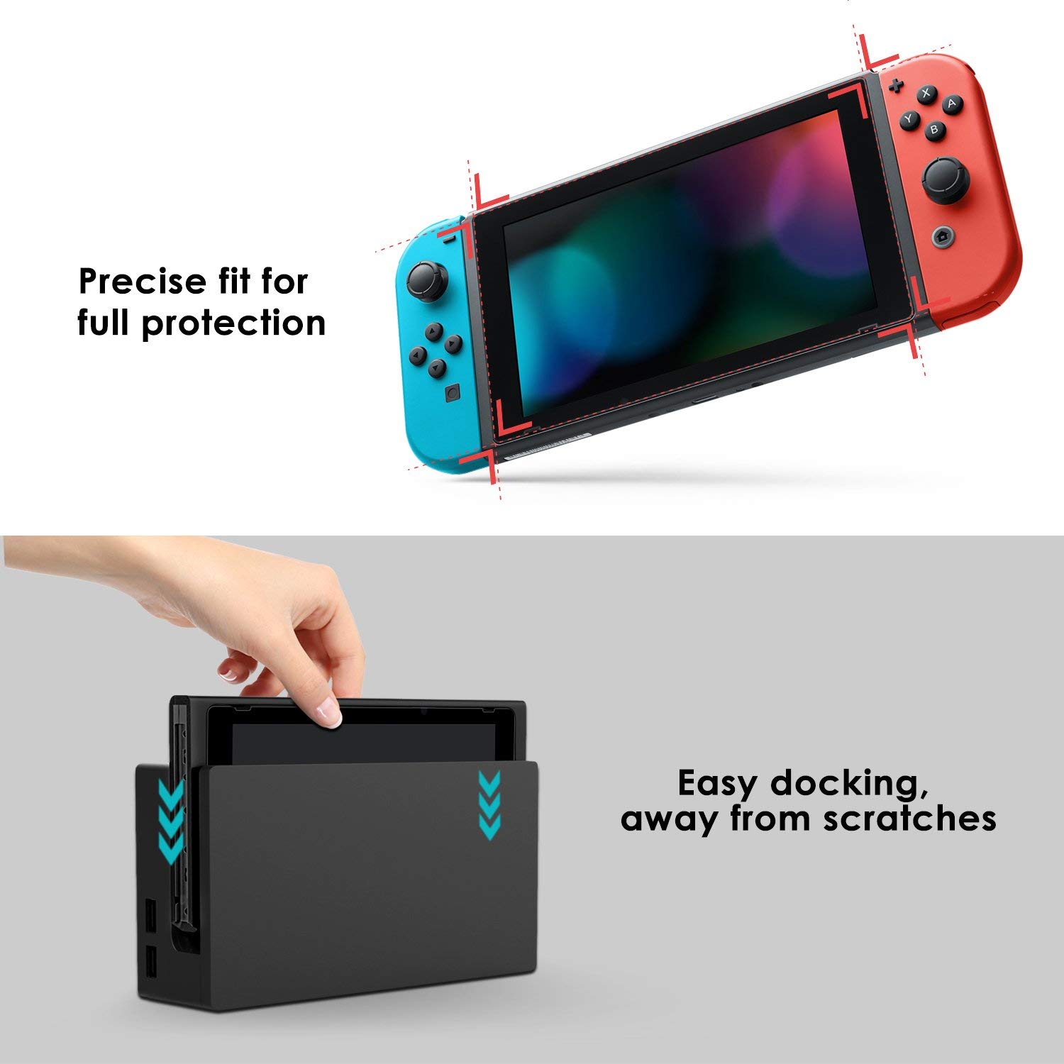 Pokanic [2 Pack] Compatible with Nintendo Switch 2017 Screen Protector Tempered Glass, Transparent HD Clear Anti-Scratch Screen Protector, Bubble Free, Dock-able, Easy Installation, Film Switch 2017