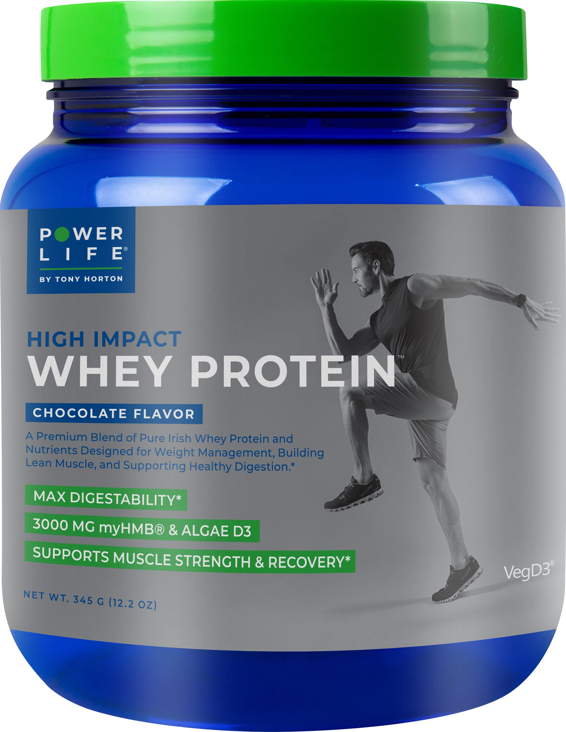 POWERLIFE Tony Horton High Impact Grass Fed Whey Protein with 3000 MG of HMB, No Sugar Added, Non-GMO (Chocolate) + High Impact Endurance
