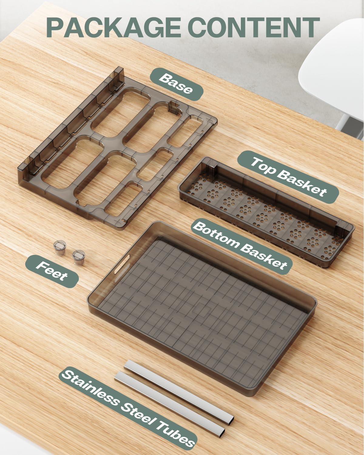 Under Sink Organizer and Storage, 2 Tier Sliding Under Sink Shelf, L Shaped Pull Out Cabinet Basket Organizer, Multi-Purpose Slide Out Organizer Rack for Bathroom, Kitchen