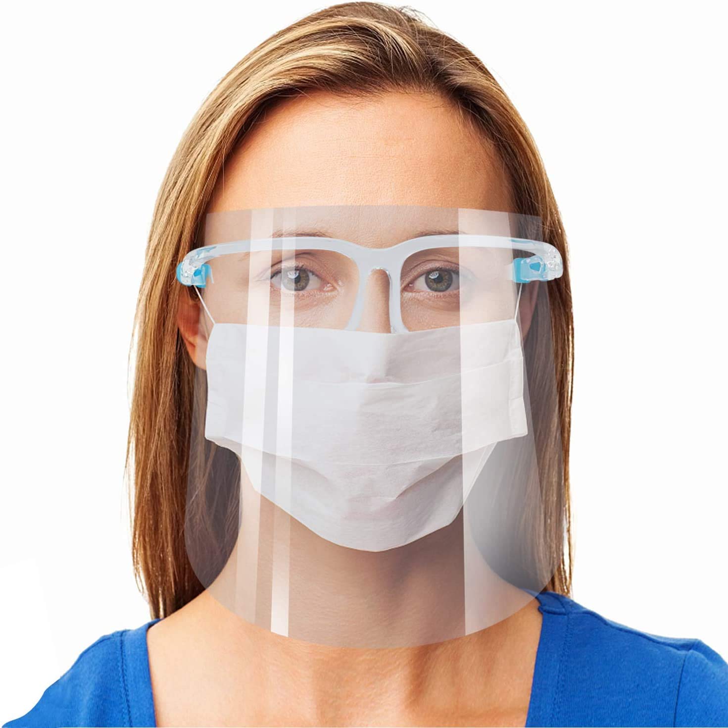 Unique Gadgets & Toys Safety Goggle Face Shield, 5 Pack Clear Anti-Fog Face Visor Protect Eyes and Face from Droplet (GlassesShield_A_5Pack)