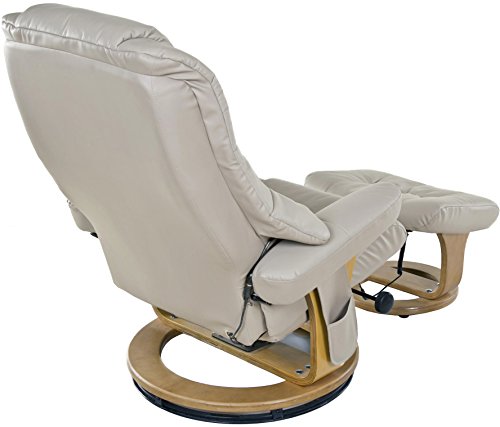 Relaxzen 60-079008 8 Motor Massage Recliner with Heat and Ottoman, Beige and Wood Base