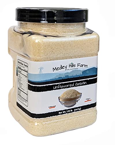 Unflavored Gelatin by Medley hills farm 1.25 lbs. in Reusable Container - Gelatin powder unflavored thickening agent. Made in USA.