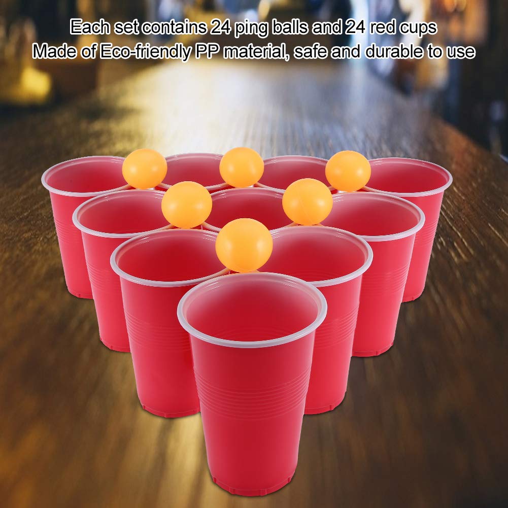 WNSC Beer Game Cup, Christmas Cup, 24 Ping Balls Eco-Friendly Red for Christmas