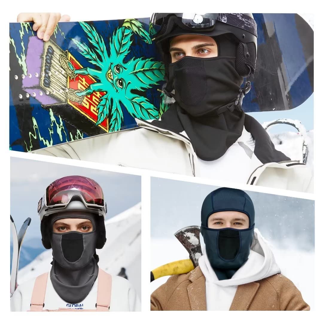 SAITAG Balaclava Ski Mask Warm Face Mask for Cold Weather Winter Skiing Snowboarding Motorcycling Ice Fishing Men (Black)