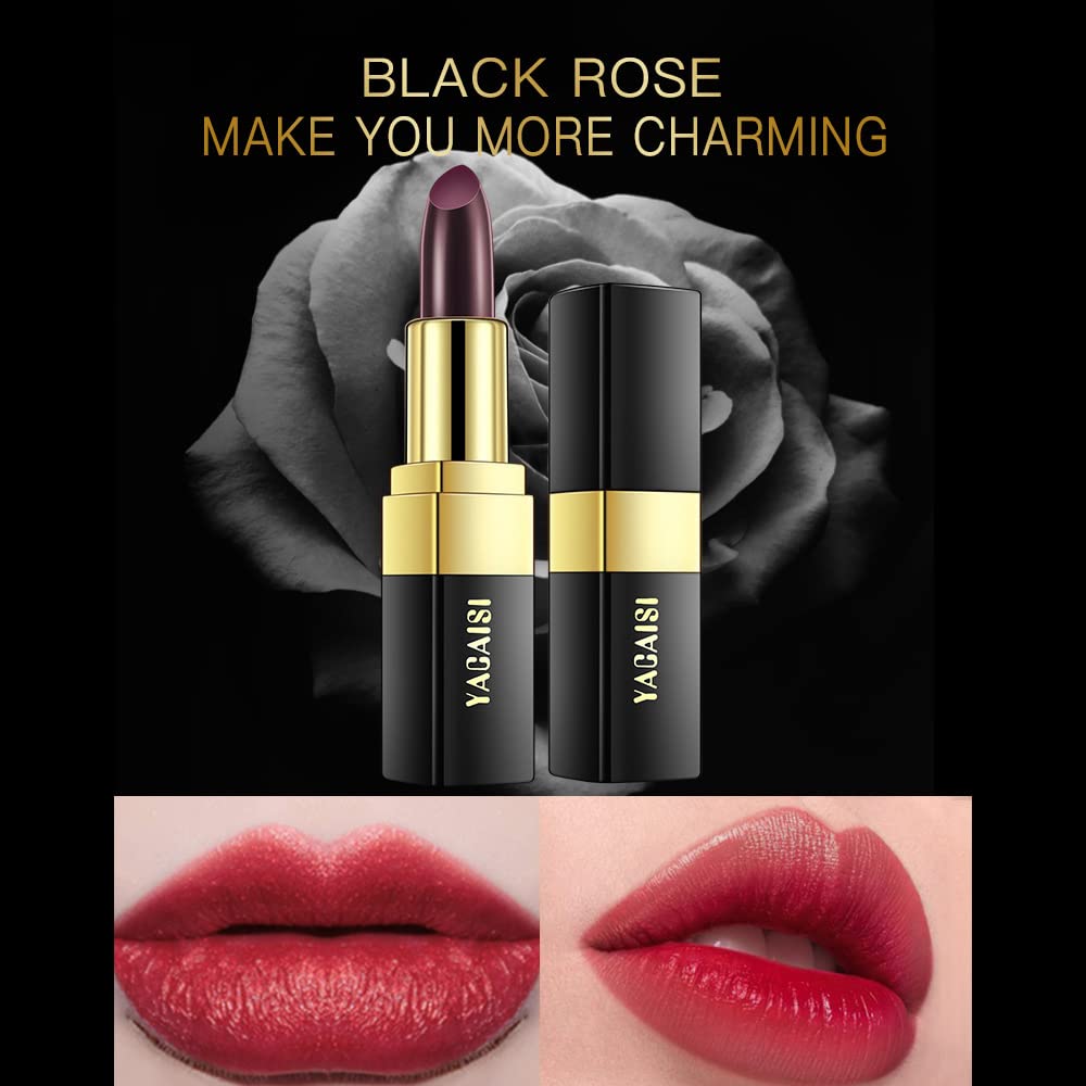 Yeweian 2 Pcs Magic Black Blue Lipstick Set, Shimmer Color Changing Lipstick(Blue Changed into Pink,Black Change into Brick Red),Natural Moisturizing Lip Balm Labiales Magicos Nutritious Lazy Lipstick