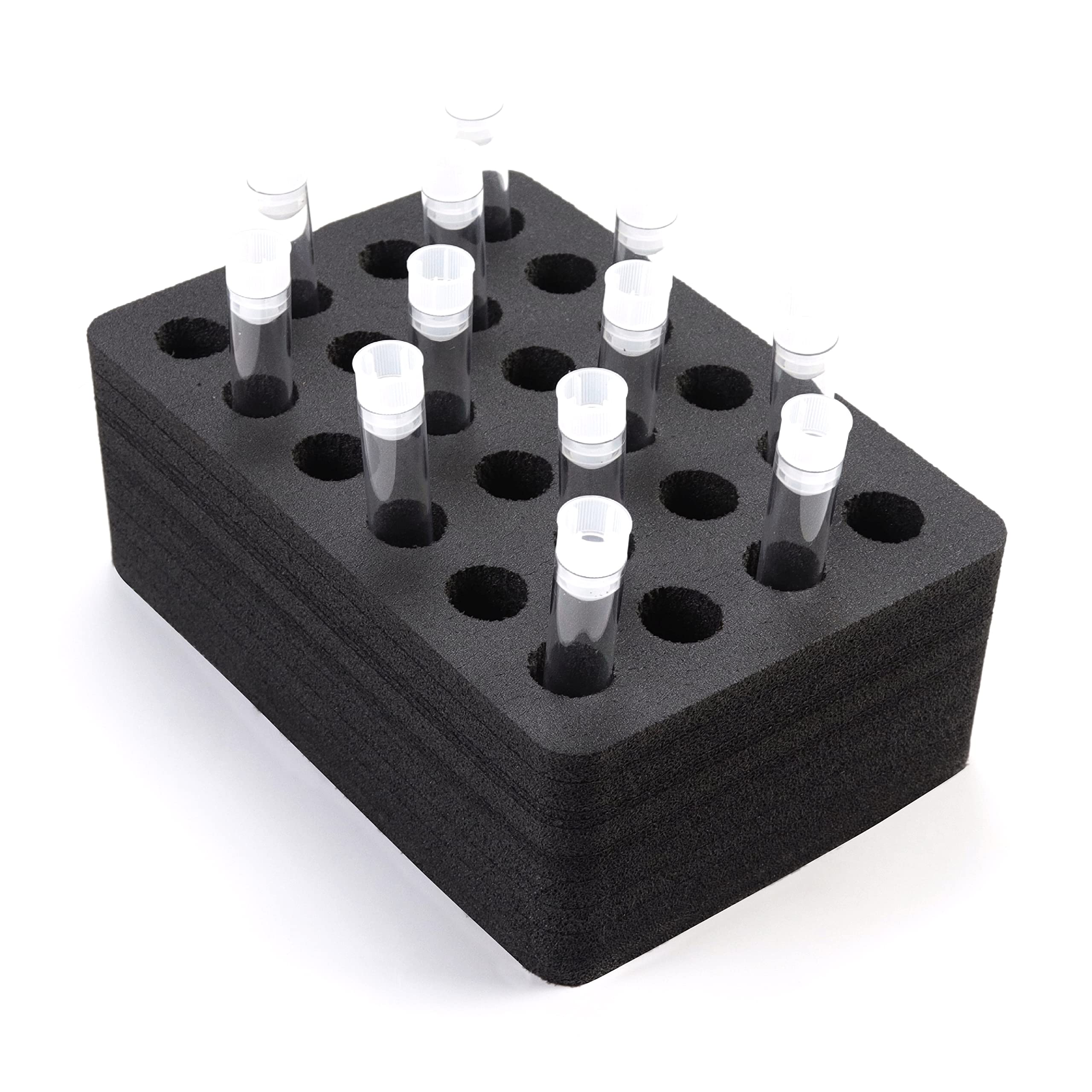 Polar Whale Test Tube Rack Durable Black Foam Storage Holder Organizer Stand Transport Holds 12 Tubes Fits up to 20mm Diameter