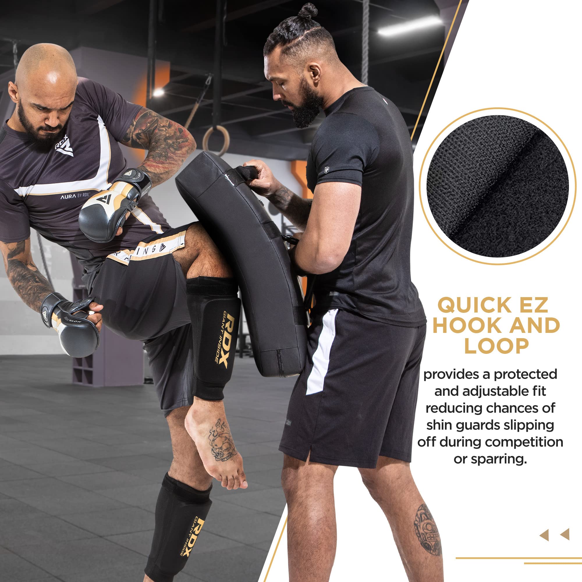 RDX Shin Guards for Muay Thai, Kickboxing, MMA Training and Sport, Approved by SATRA, Leg Protector Foam Pads for Martial Arts, Sparring, Protective Gear for BJJ and Boxing