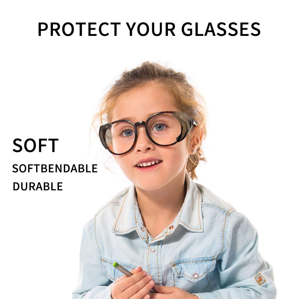 tchrules 6 Pairs Safety Eye Glasses Side Shields, Slip On Side Shields for Safety Glasses, Double Hole, Fits Most Safety Eyeglasses (Brown)