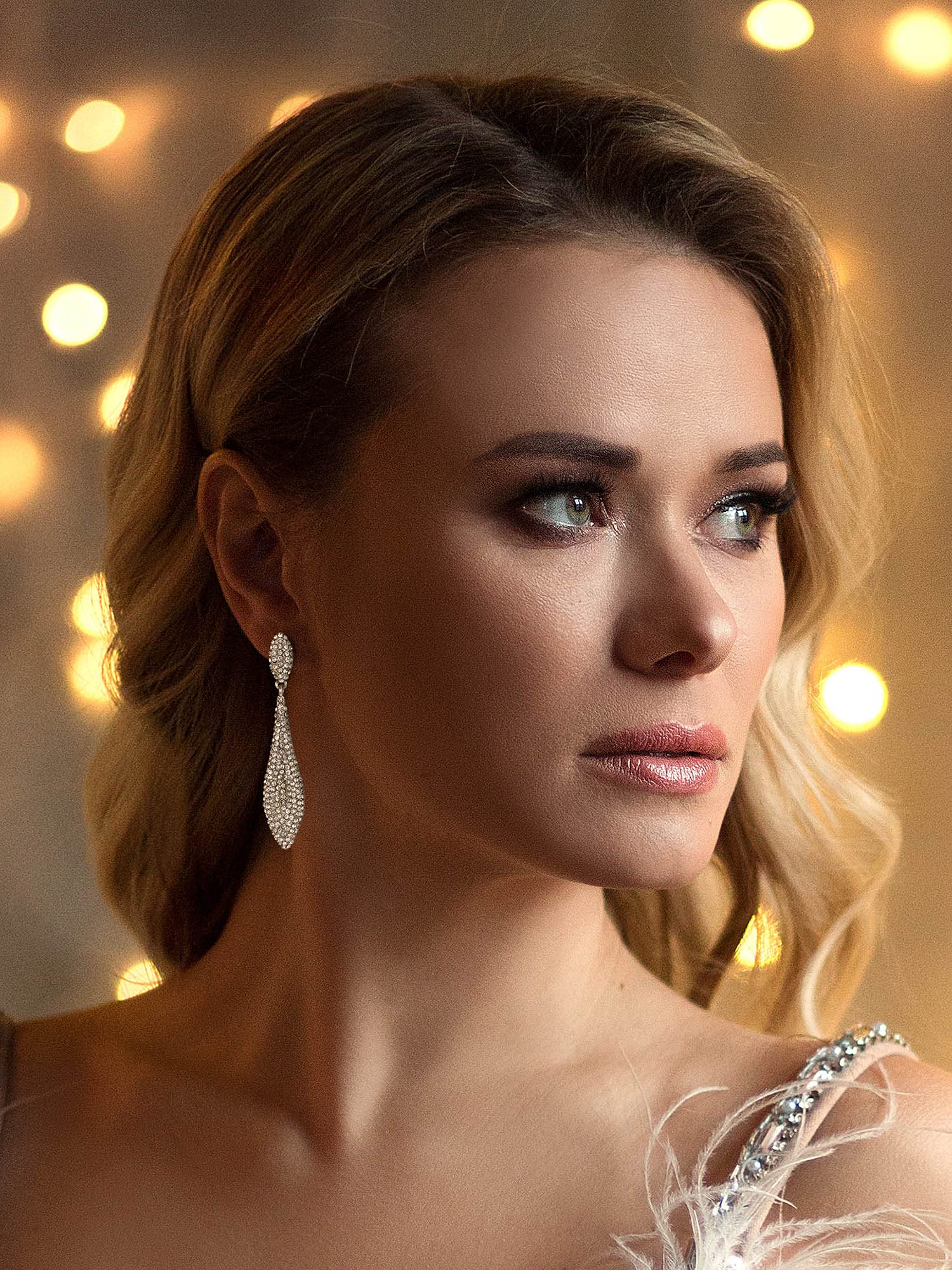 SWEETV Women's Crystal Teardrop Chandelier Dangle Earrings, Rhinestone Long Drop, Silver Bridal Earrings for Wedding Prom