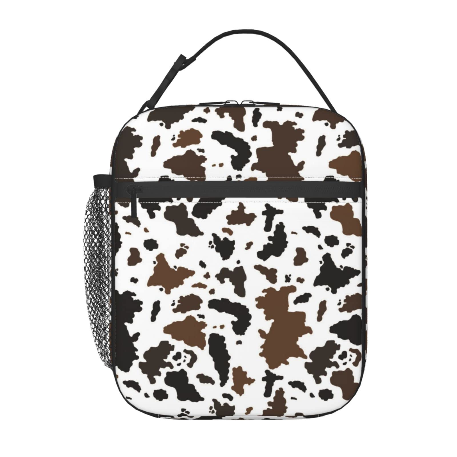 tiehrpr Fashion Cow Print Reusable Insulated Lunch Box Cooler Tote Bag Unisex Handle Lunchbox For Office/Hiking/Camping/Picnic/Beach