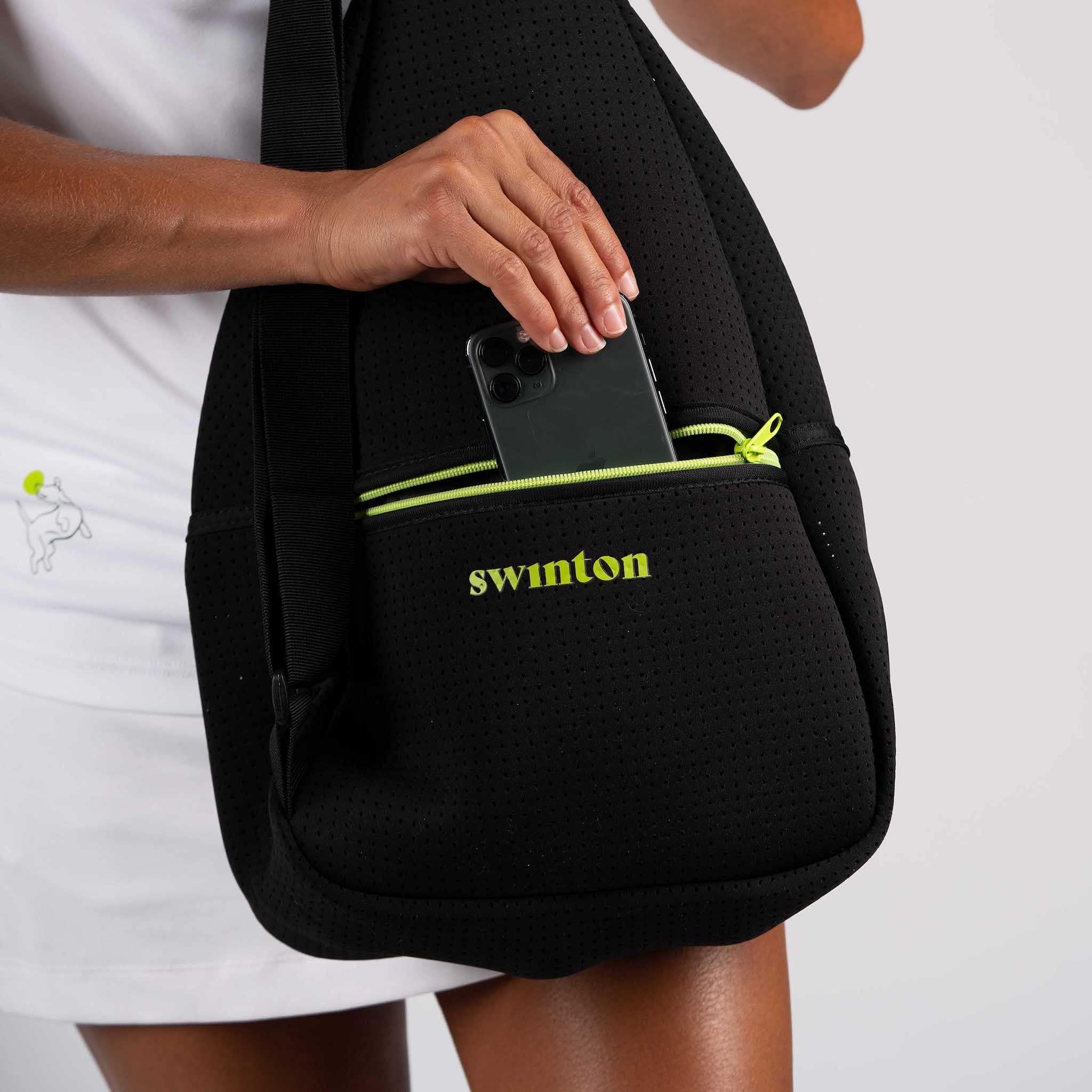 Swinton Pickleball Bag - Neoprene Sports Bag for Pickleball Paddles - Unisex Sling Style Pickleball Gift (Black)