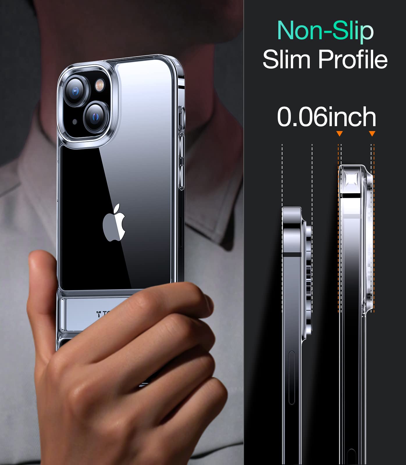 TORRAS MoonClimber for iPhone 13 Pro Max Case, [3 Stand Ways][Non-Yellowing & Military Grade Shockproof] Protective Slim Hard Clear Phone Case with Stand 6.7'' 2021, Crystal Clear