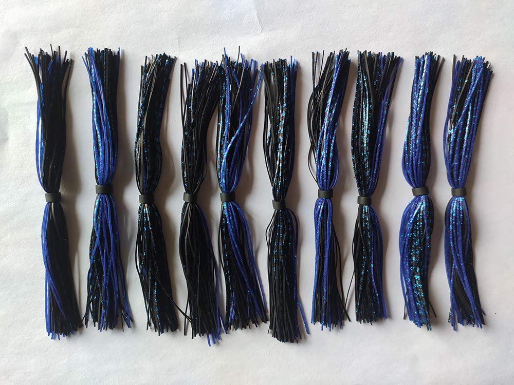senlang 10 Bundles 50 Strands Fishing Silicone Skirts Spinnerbaits Buzzbaits Squid Rubber Line Jig Head Lures Replacement Fly Tying Material L7