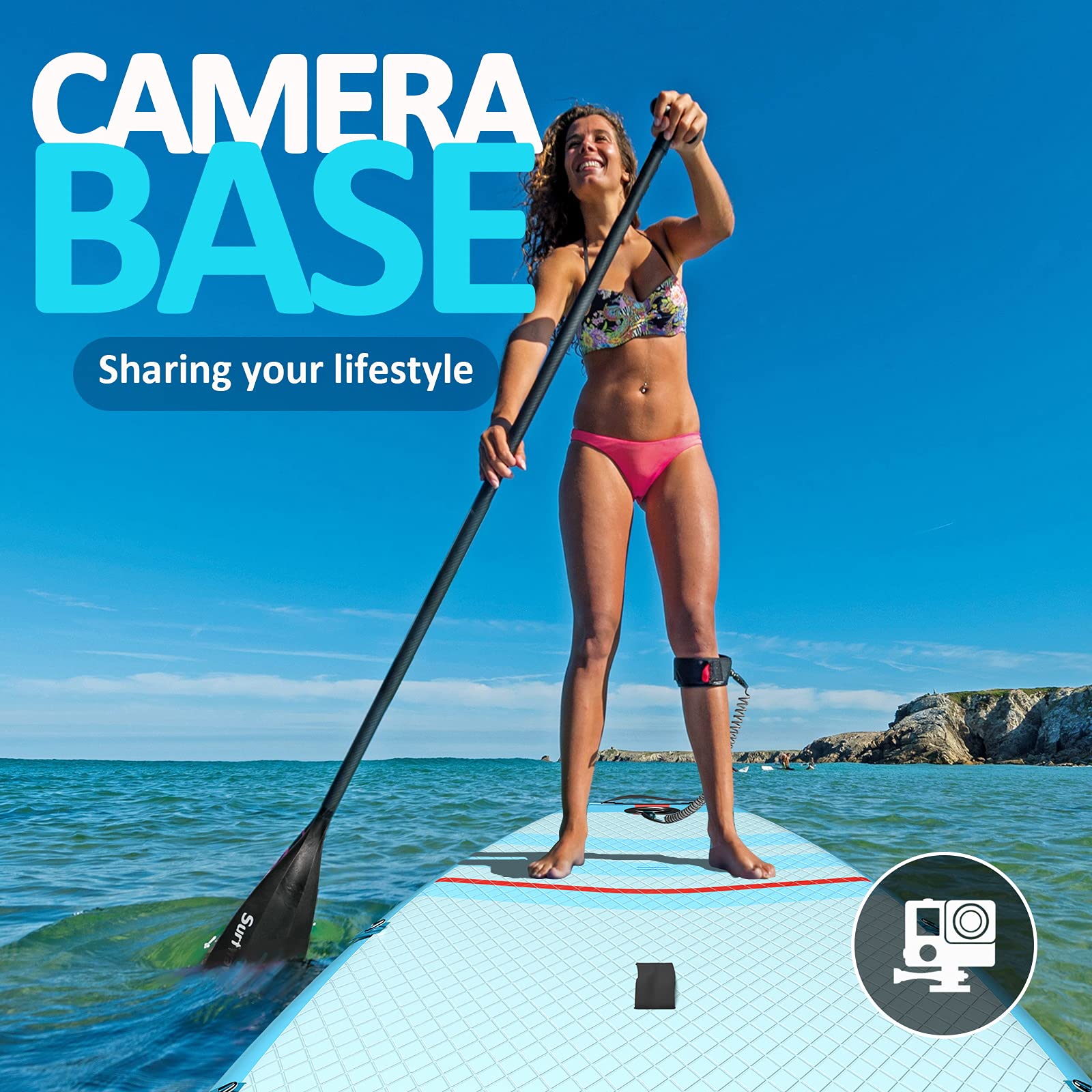 Surfwave 10'8''×33''×6'' Extra Wide Inflatable Paddle Board, Stand up Paddle Board W/Camera Mount, 5L Waterproof, Floatable Paddle, 5MIN Fast Inflate, Ideal SUP Board for Beginners & Expects