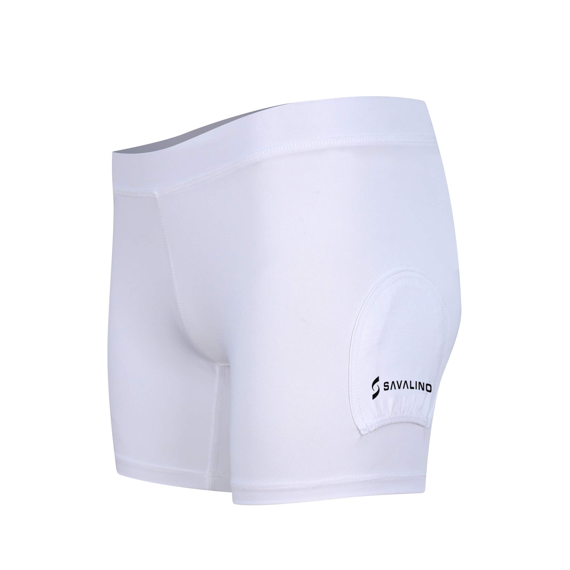 SAVALINO Women's Under Shorts- Compression Shorts for Gym & Workout Clothing, Tennis Shorts with Ball Pockets, Small, White
