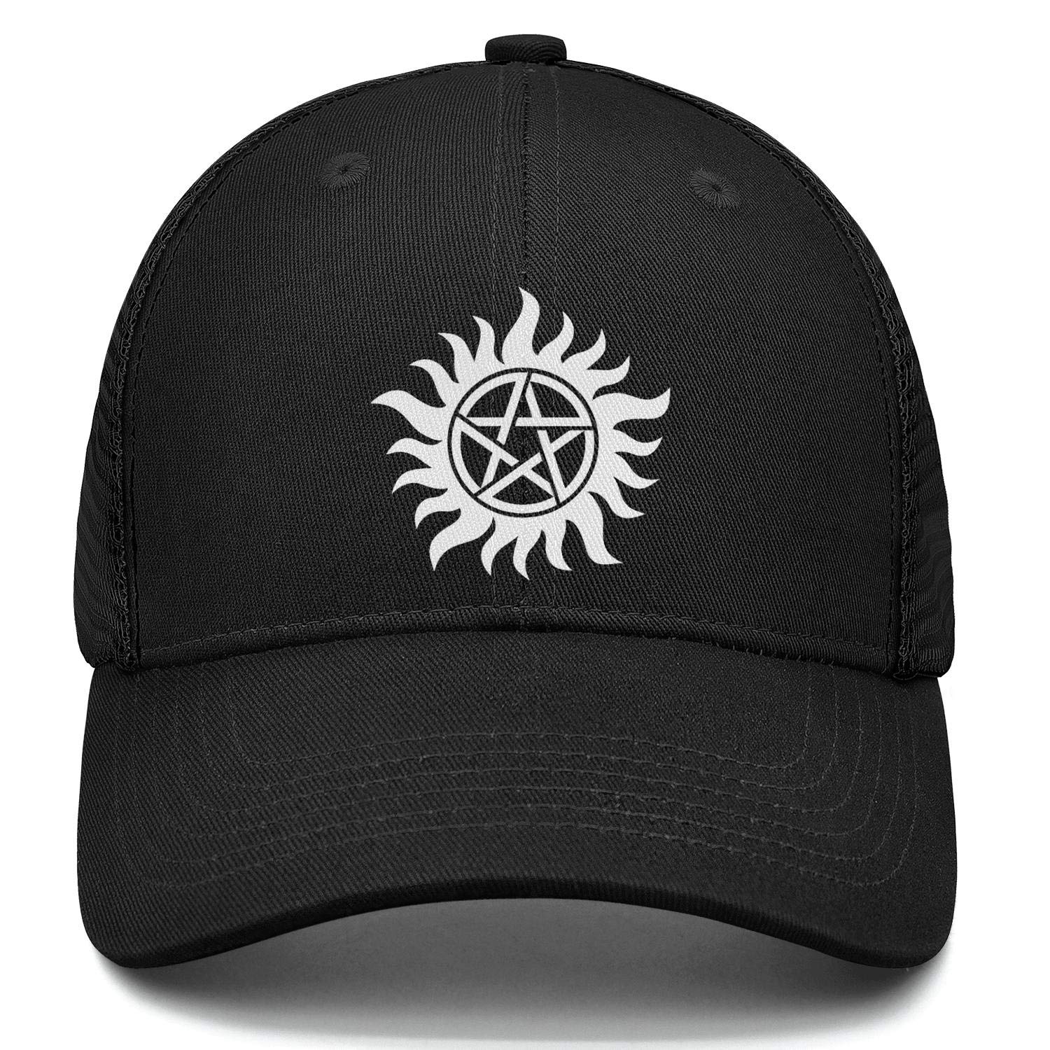 UNISEXCAPAA Unisex Baseball Cap Anti Possession Symbol Adjustable Snapback Mesh Trucker Dad Military Hat Black