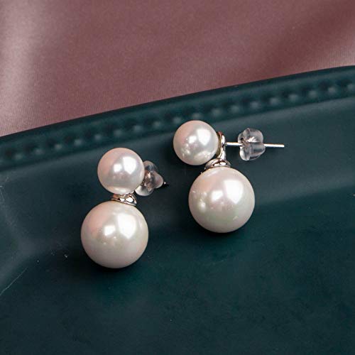 Rakumi Sterling Silver 8-12mm Double Pearl Studs Earrings White