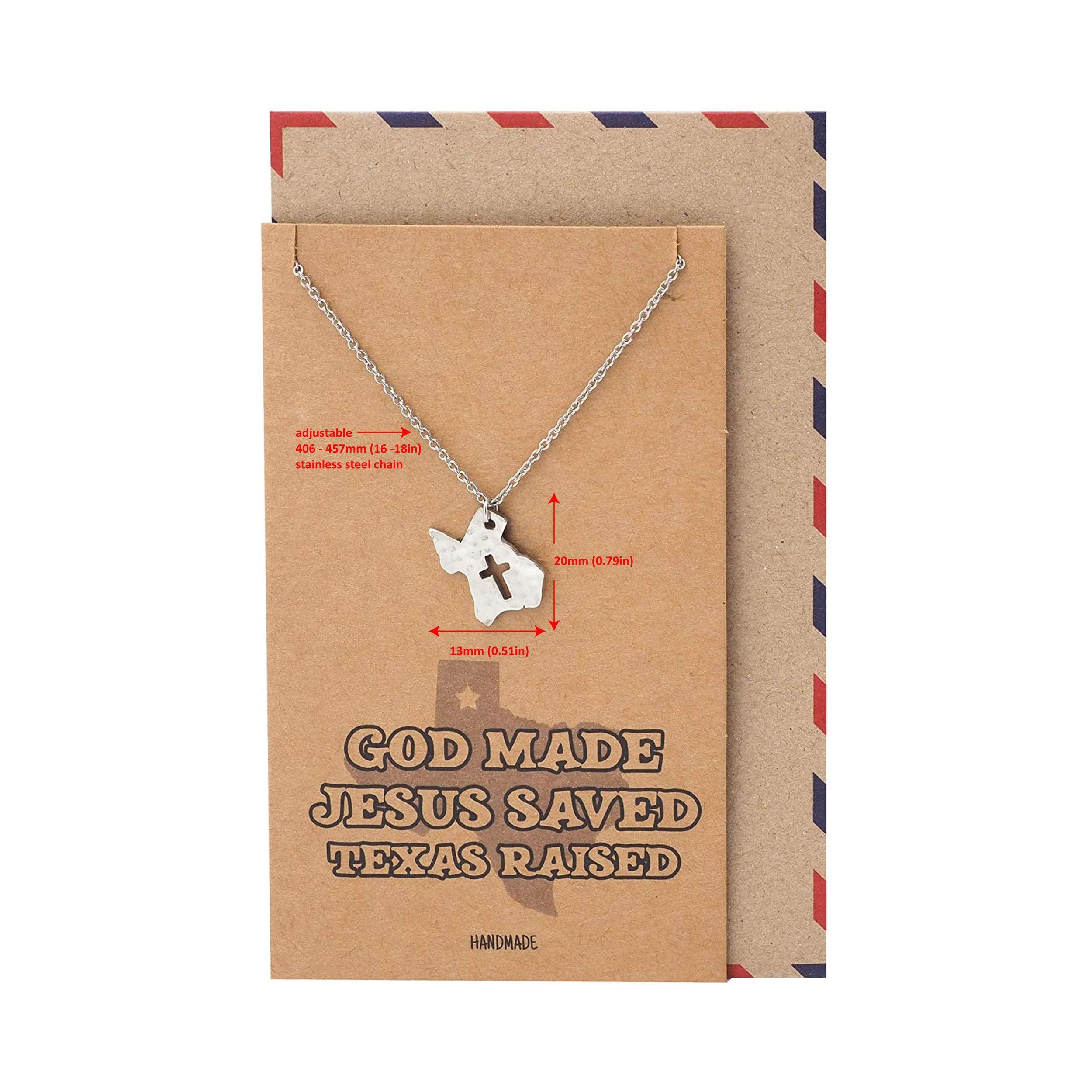 quan jewelry State Necklace, Lone Star Texas Pendant Charm, Texas Born Country Cross Inspirational Necklace - Handmade