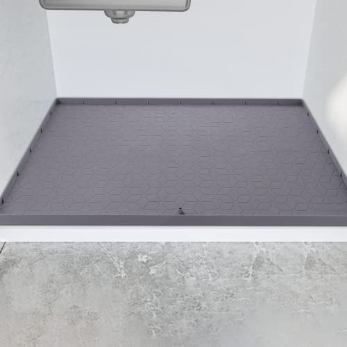 Waterproof Under Sink Mat for 36"Cabinet, Flexible Silicone Cabinet Protection Mat, Under Sink Tray, Drips Leaks Spills Protector, 35x22"Cabinet Liner for Kitchen, Bathroom