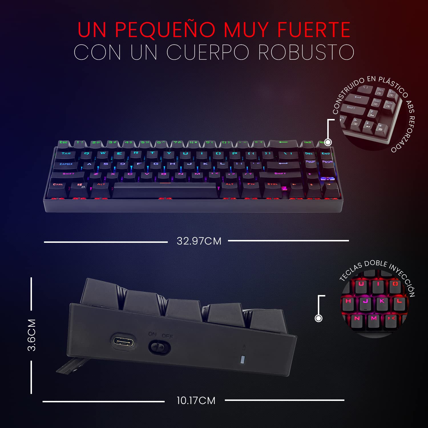 Redragon K599 Wired/Wireless Mechanical Gaming Keyboard 60% Compact Tenkeyless RGB Backlit Computer Keyboard for Windows PC Gamers (70 Key Red Switch – Black)