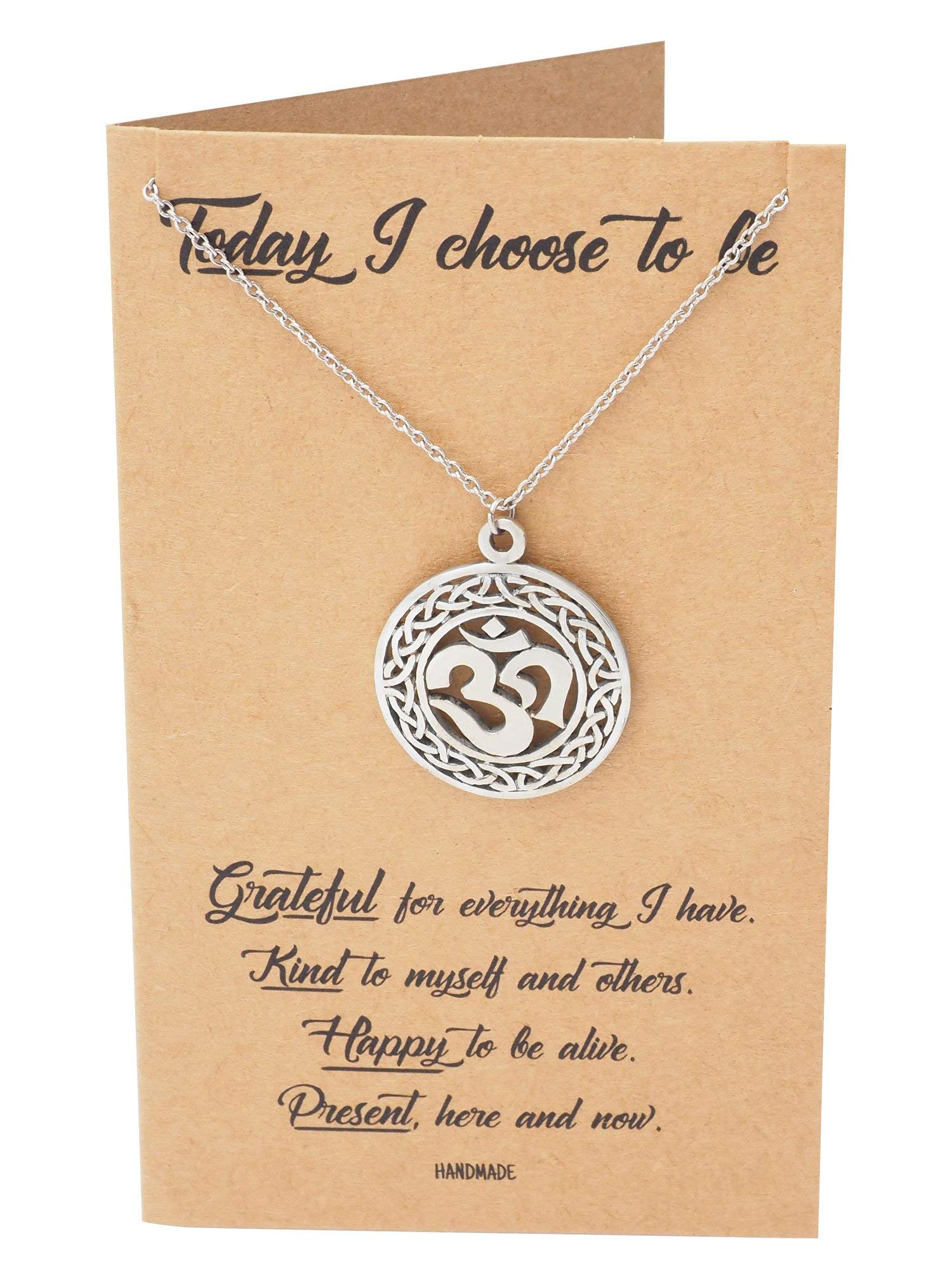 quan jewelry Yoga Necklace Om Pendant, Inspirational Gifts for Women