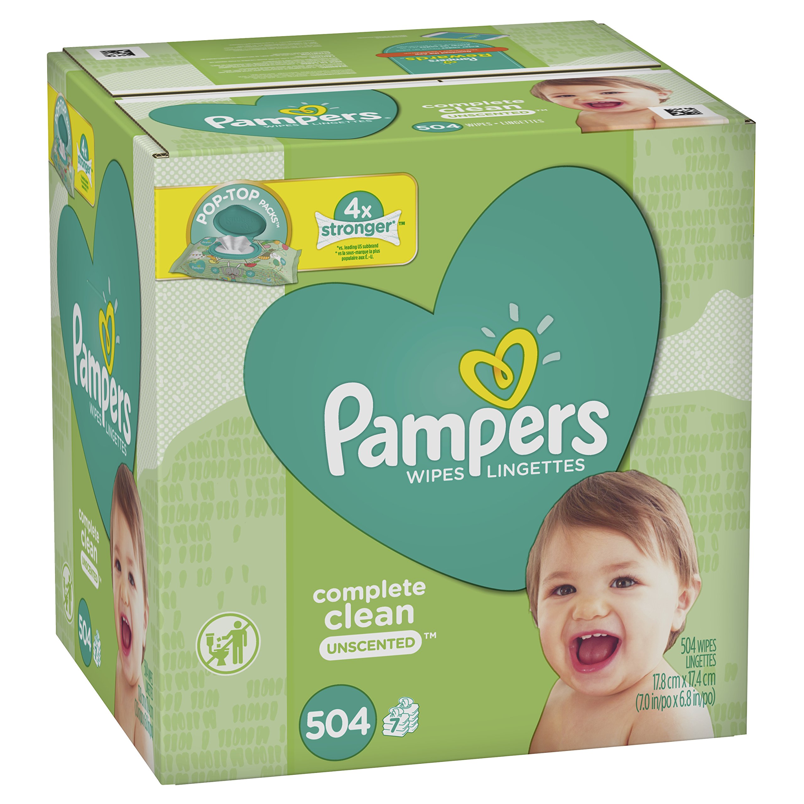 Pampers Baby Wipes Complete Clean Unscented 7X Pop-Top 504 Count