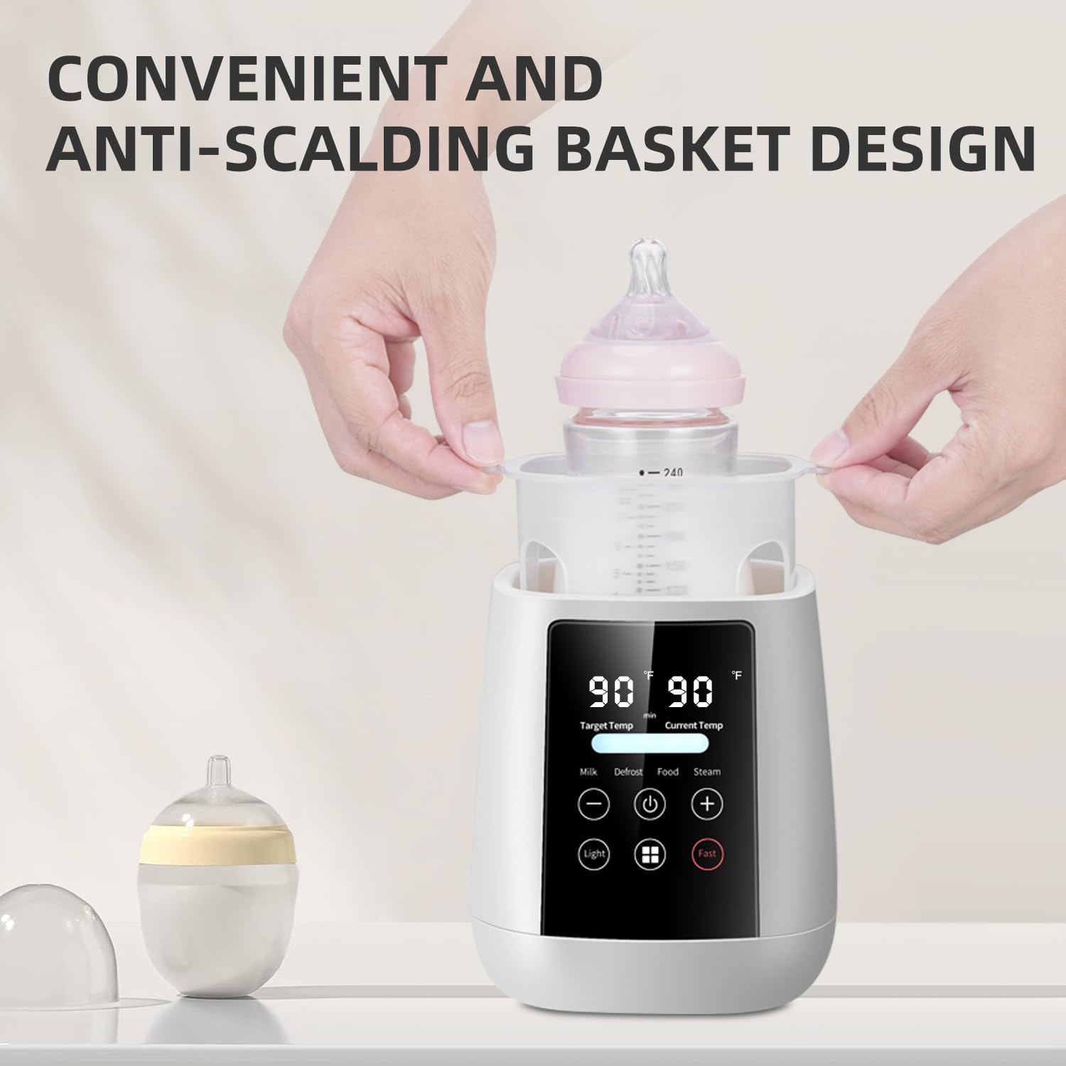 Smart Bottle Warmer, 200W Fast Baby Milk Warmer, Breastmilk Warmer for Breastmilk or Formula, Multifunctional Baby Bottle Warmer with Timer, Accurate Temperature Control and Auto Shut-Off