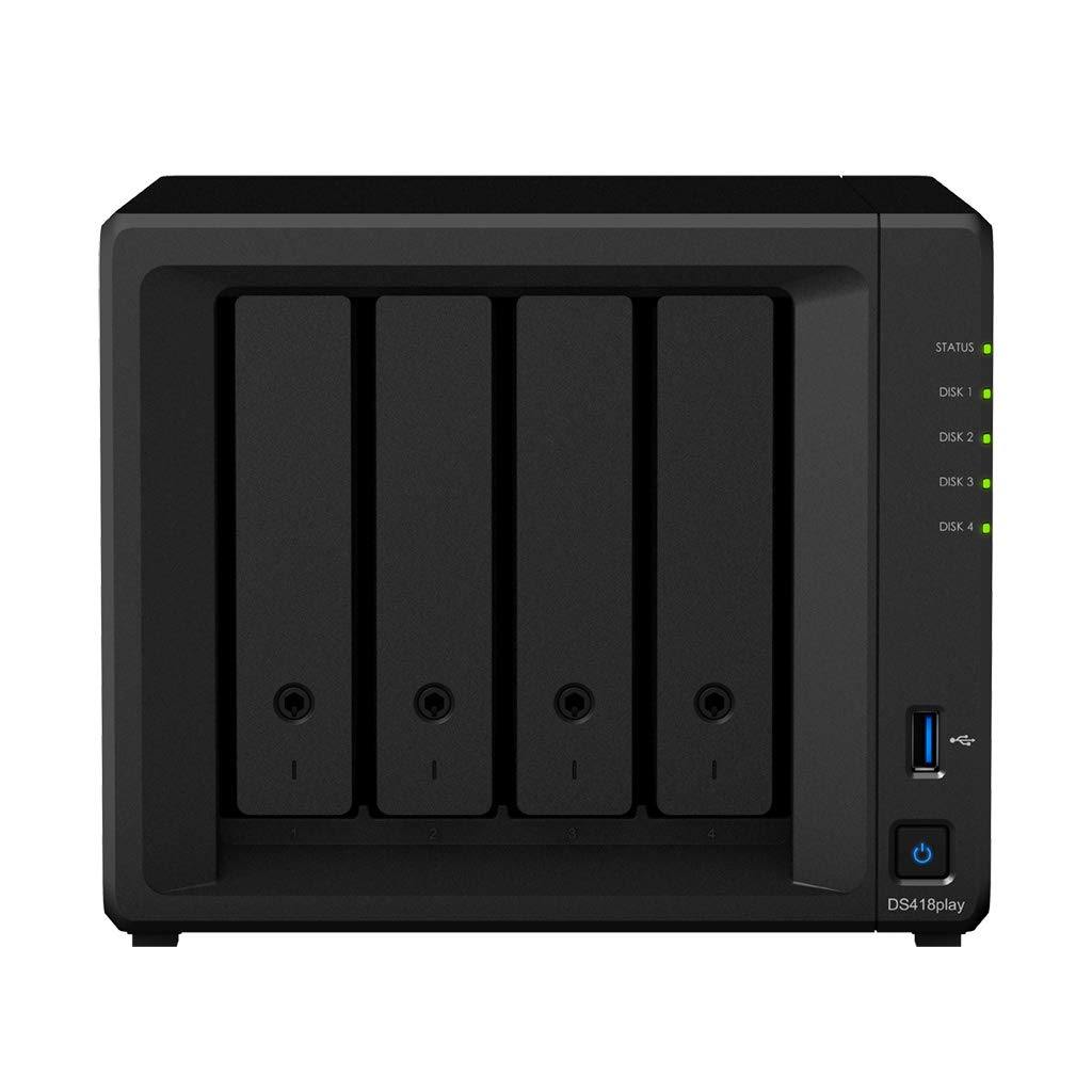 Synology DiskStation DS418play Mini Desktop NAS Server, Intel Celeron J3355 Dual-Core, 6GB DDR3L RAM, 40TB HDD, DSM Software