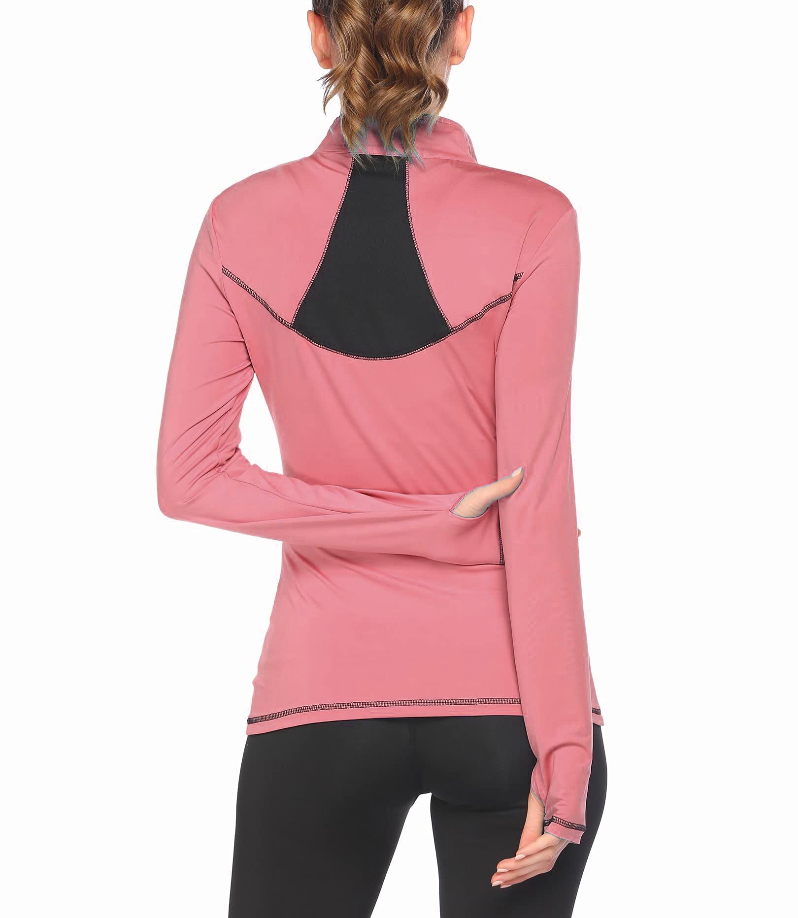 PINSPARK Women's Long Sleeve Stretchy Thumb Hole Workout Sports Active Jacket Shirt Grey Small