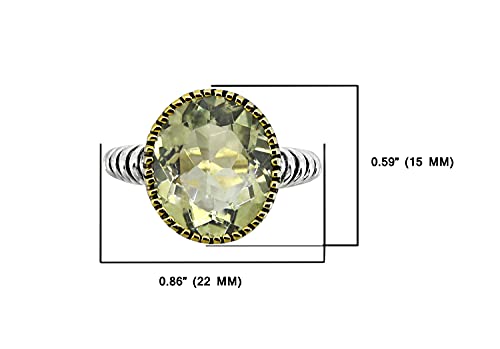 YoTreasure 12x14 MM Oval Green Amethyst Chunky Ring 18kt Gold Over .925 Silver