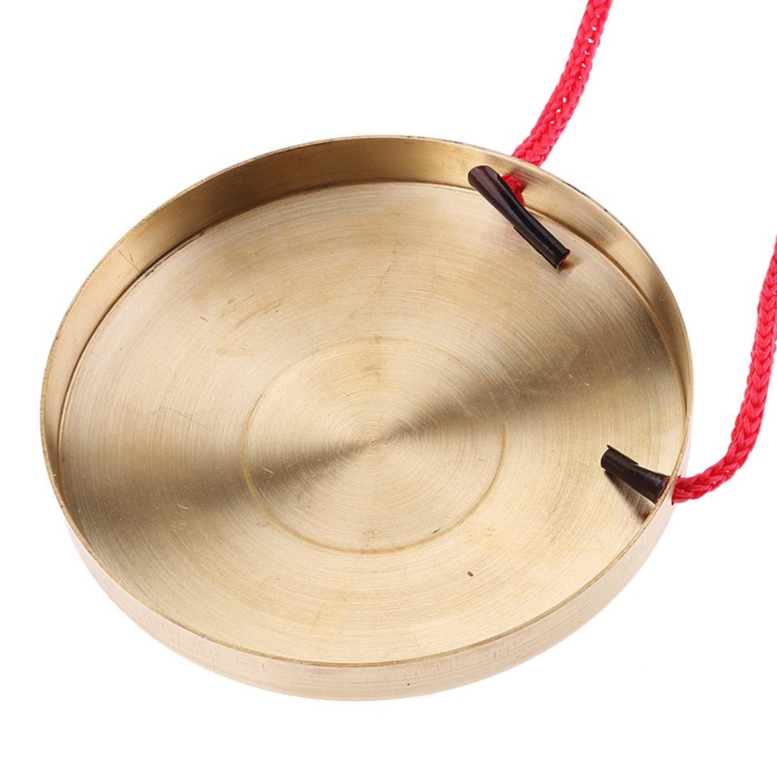 Uwariloy 4'' Mini Gongs Tambourine Cymbals Percussion Musical Instruments, Chinese Traditional Percussion Instrument Brass Gong with Round Play Hammer Drumstick for Celebration