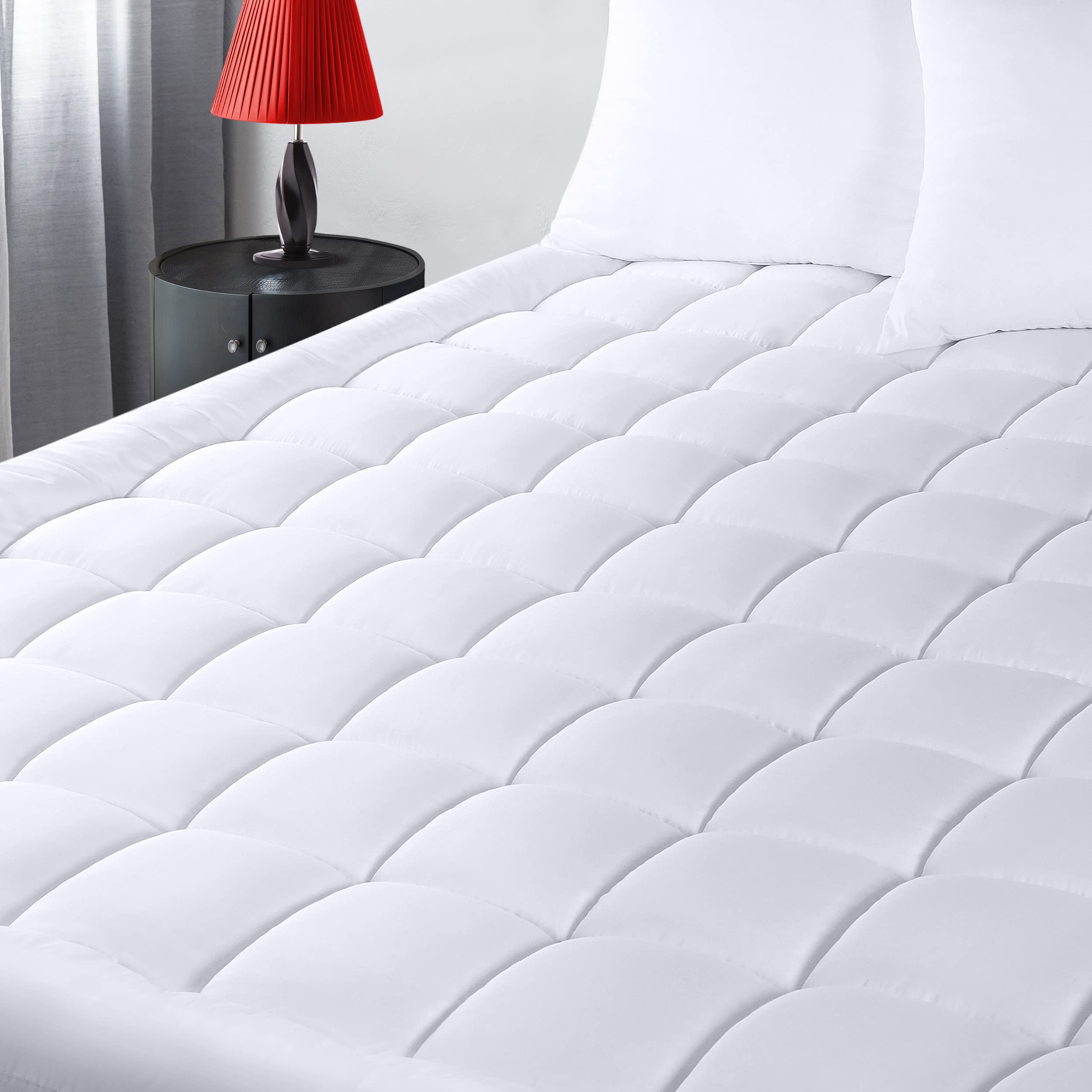 Utopia Bedding King Mattress Pad, Quilted Fitted Premium Mattress Protector, Deep Pocket Mattress Cover Stretches up to 16 Inches, Fluffy Pillow Top Mattress Topper (78x80 Inches, White)